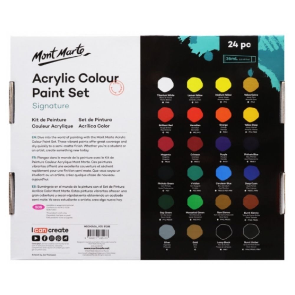 Mont marte acrylic paint set 24 colours 36ml store